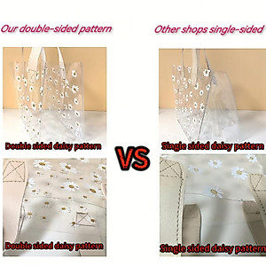 Clear Gift Wrap Bag with Handles (2pcs,9.1 X 9.8X 5.5'') Heavy Duty Plastic Waterproof Gift Packing Bag for Party, Reusable Merchandise Retail Transparent PVC Shopping Tote Bags for Package Candy