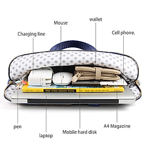 Kamlui Laptop Bag 13.3 Inch - for Women Waterproof Laptop Sleeves Shoulder Messenger Computer Tote Case,for MacBook Air Pro HP Dell (Blue)