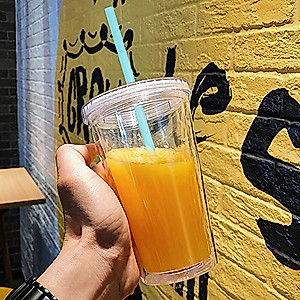 Hiware 52 Pcs Reusable Plastic Straws for Tumbler, Mason Jars, Cupture/Maars Acrylic, YETI/RTIC, Starbucks, Tervis, - 10.25" Extra Long 10 Colors Replacement Drinking Straws with 2 Cleaning Brushes