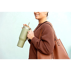 Hydrapeak Voyager 40 oz Tumbler with Handle and Straw Lid | Reusable Stainless Steel Water Bottle Travel Mug Cupholder Friendly | Insulated Cup | Holiday Gifts for Women Men Him Her (Cream Leopard)