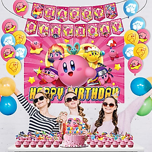 Kir-Star Birthday Party Decorations,Happy Birthday Banner Set for Kids,Cupcake Toppers,Balloons Party Supply