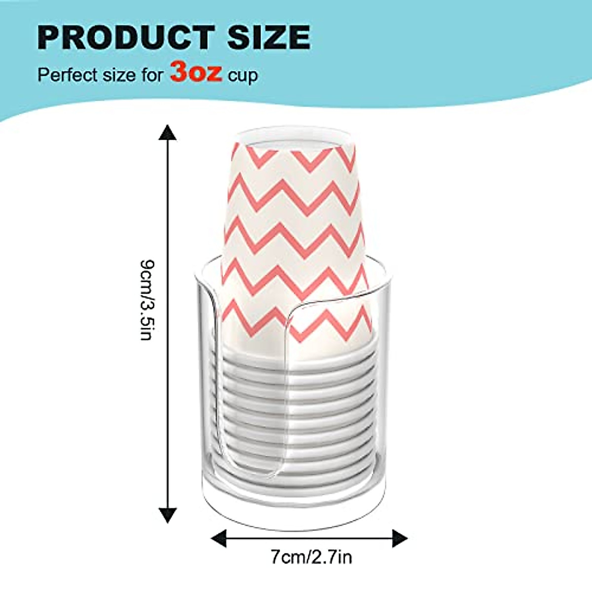 Small Bathroom Cup Dispenser for 3-4 oz Cups Pack of 1(No Cups Included)