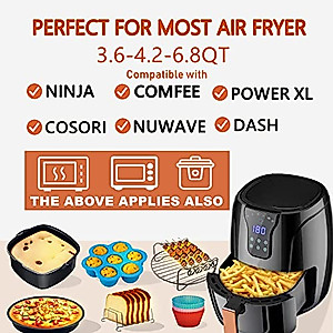 Square Air Fryer Accessories, 8 Inch XL Deep Fryer Accessories Compatible with Philips Cosori Ninja Gowise Gourmia Chefman Comfee Air Fryer, Fit 3.6QT-6.8QT Square Air Fryer