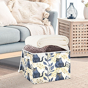 DALAWU Containers Baskets with Lids Adorable Cat Fabric Foldable Storage Bins Organizer with Lid Collapsible Storage Boxes for Home Bedroom Closet Office