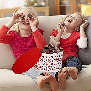 GS Valentines Plastic Tubs with Scallop Lids, Round Food Container for Cookies Candies Gift Canister & Party Favor Home Kitchen Valentines Day Decoration Set of 2 with HFW Bonus Gift (Designs Vary)