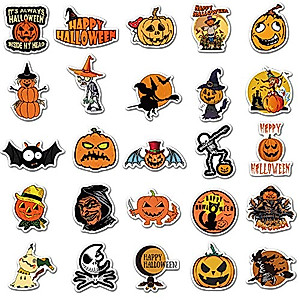 Gakece Halloween Stickers 50 pcs Witch Pumpkin Skeleton Stickers,Vinyl Waterproof Stickers for Kids Teens Adults Gift Halloween Decorations Party Supplies