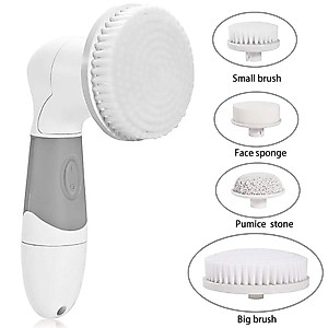 Facial Cleansing Brush 4 in 1 Kit Microdermabrasion Exfoliation Electric Waterproof Makeup Cleanser with 4 Brush Heads for Blackhead Remover Acne Dead Oily Sensitive Dry Skin