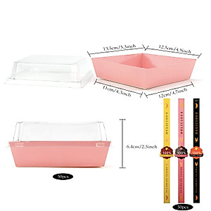 Lainrrew Festive Pink Mini Cupcake Box, 50 Pcs, 4.5 Inch, Clear Plastic, Mooncake Box, Muffin Holder, Wedding/Birthday Dessert Containers