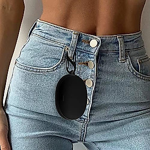 Geiomoo Silicone Carrying Case Compatible with Anker Soundcore Liberty 2 Pro, Portable Scratch Shock Resistant Cover with Carabiner (Black)