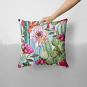 iiRov Vintage Watercolor Cactus Bloom - Custom Decorative Home Decor Indoor or Outdoor Throw Pillow Cover Plus Cushion Set for Sofa, Bed or Couch (Pillow CASE Cover Plus Cushion)