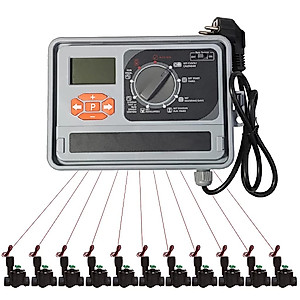 HAHFKJ 11 Station Garden Automatic Irrigation Controller Water Timer Watering System with EU Standard Internal Transformer
