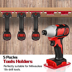 TAIRDA 10Packs Battery Holder Tool Holder, 5 Packs Battery Holder for Milwaukee M18 18v Battery, 5 Packs Tool Holder Wall Mount for Milwaukee M18 18v Tools