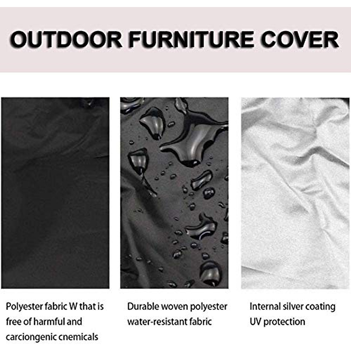 91" DIAx43 H Round Garden Furniture Covers Waterproof, Outdoor Patio Furniture Covers, Heavy Duty Patio Table Covers, 420D Oxford Cloth Anti-UV