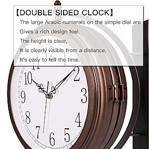 Bestime 66264A 16-Inch Antique Red Copper Double Sided Metal Wall Clock Quiet,Easy Read,Home Décor,Indoor,Outdoor,Garden,Farmhouse,Yard,Station,Office,Photography Props,Living Room,Kitchen,Bedroom.