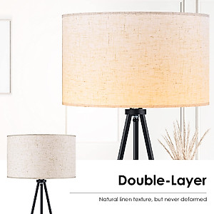 BoostArea Floor Lamp for Living Room, Tripod Floor Lamp, 15W LED Bulb, 3 Levels Dimmable Brightness, Linen Lamp Shade, Mid Century Standing Lamp for Living Room, Bedroom, Study Room and Office