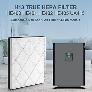 2-Pack HE401 Filter for Shark Air Purifier 4 - Replacement HEPA H13 Filter, Compatible with HE401, HE402, HE405, HE400, UA415 Models - Part Numbers HE4FKPET, HE4FKBAS, HE4FKPRO, 100356-chn-1