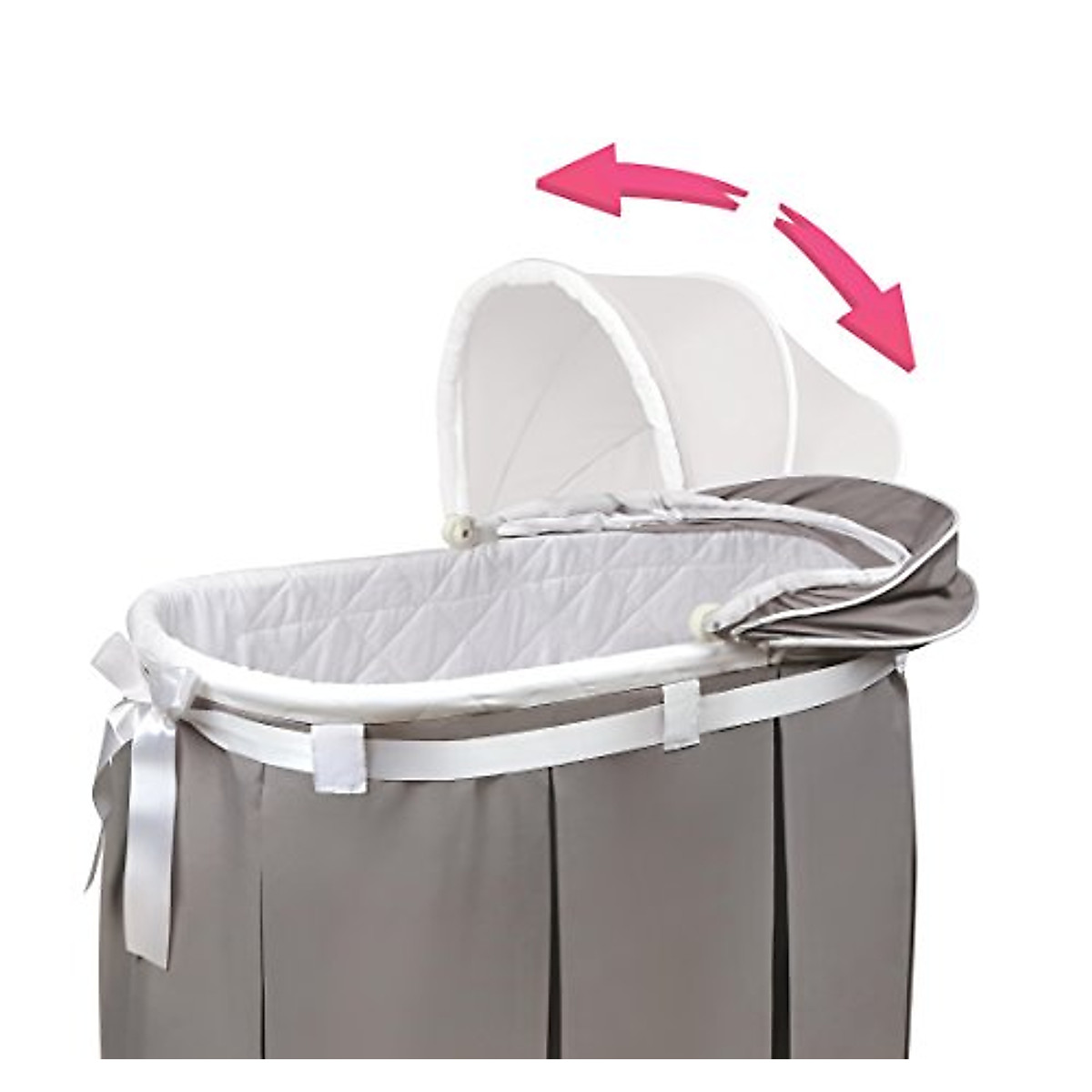 Wishes Oval Rocking Baby Bassinet with Bedding, Storage, and Pad