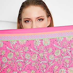 dscarf Womens Neck Scarf 21"x21" Small Square | Headband Scarf Ethnic Bandana Head Scarf Flowering Breathable Lightweight (Flowering Design 2)