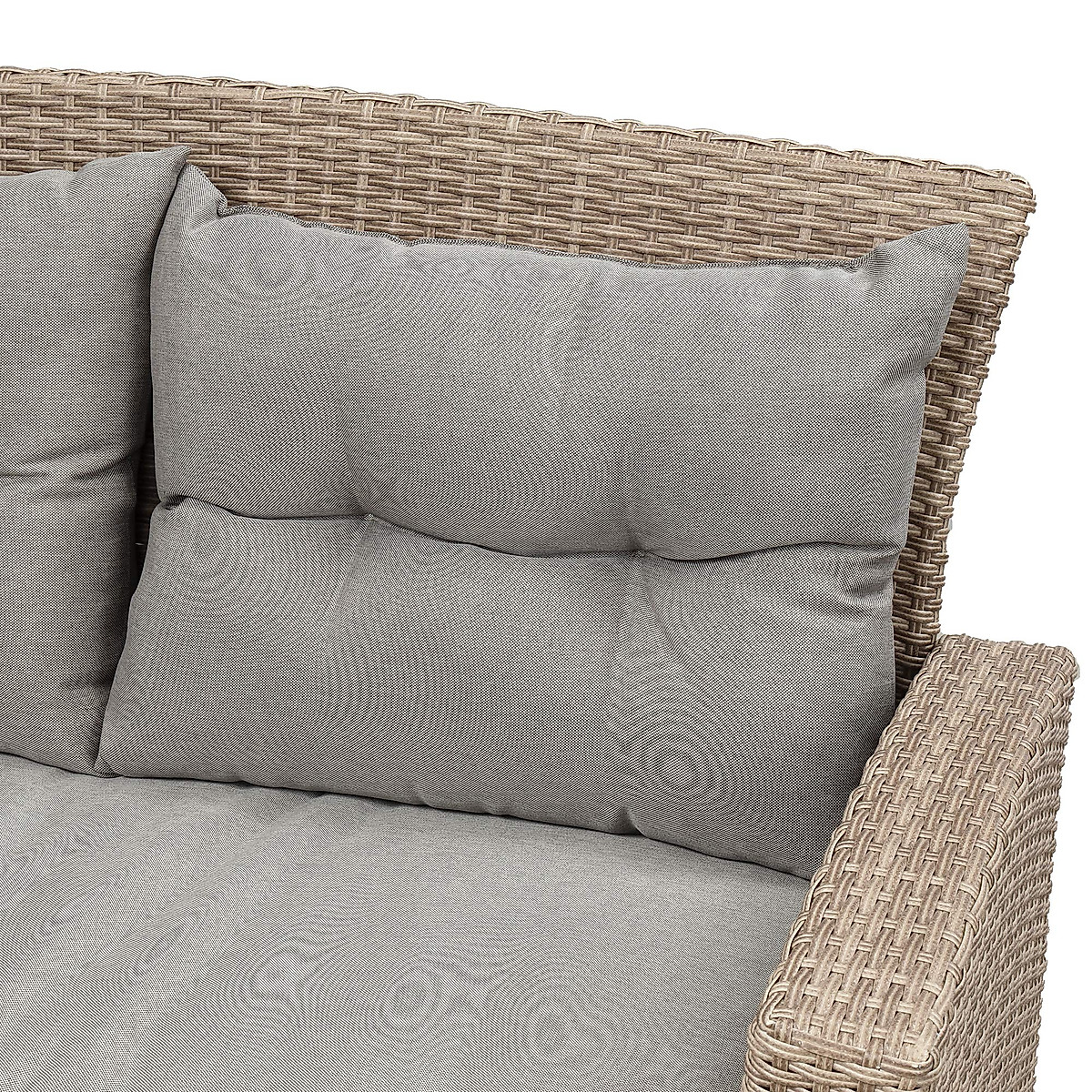 Merax Gray 4 Piece Outdoor Conversation Rattan Wicker Furniture Sectional Sofa Set with Ottoman Cushions