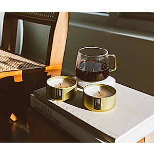 Calyan Wax Soy Candle, Oakmoss & Amber Scented Candles for The Home | Premium Candle Gift Set of 2 | 5.2 oz 30 Hour Burn | Soy Candles in Gold Metal Tins | Aromatherapy Candles