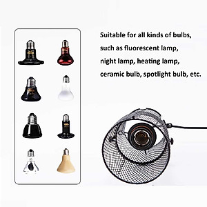 Reptile Heat Lamp Holder with Anti-hot Bracket, Pet Heat Lamp Lampshade Holder Heating Light Bulbs Holder Heating Lamp Shade with Switch for Pet Amphibian Snake Lizard Turtle Birds Chick，US Plug
