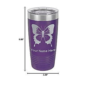 LaserGram 20oz Vacuum Insulated Tumbler Mug, Swallowtail Butterfly, Personalized Engraving Included (Dark Purple)