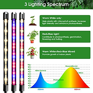 Garpsen Grow Light with Stand, 5 Heads Grow Lights for Indoor Plants, 100 LEDs Full Spectrum Led Plant Light for Seed Starting, with Clip&15-63" Adjustable Tripod&6/12/16H Timer