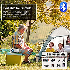 Mini Portable Projector WiFi Bluetooth 5500Lumen HD Smart TV Projector 200" Display,HDMI Audio USB Android Os Wxga Projectors Artwork Backyard Garden Movie Theater