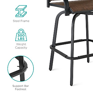 Best Choice Products Set of 2 Swivel Barstools, Bar Height Outdoor Chairs, 360 Rotating Patio Bar Stools w/All-Weather Mesh, 300lb Capacity - Brown