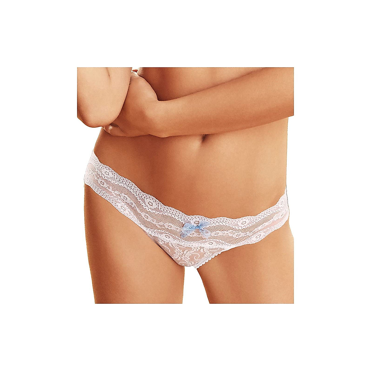 b.tempt'd by Wacoal Women's Lace Kiss Thong Pant, White, Medium