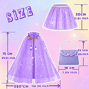Aoiviss Princess Cape Set for Little Girl, 11PCS Princess Dress Up Clothes Cape Clock with Skirt for Girl 3-8 Birthday Gift