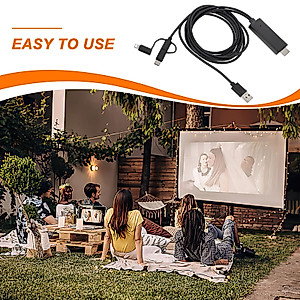 UKCOCO 1M 3 in 1 USB Female to HDMI Male Charger Cable Splitter Adapter Converter with USB Power for Windows and Android Data Transfer (Black)