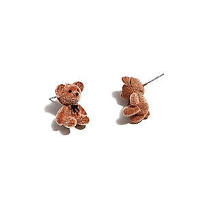 3 Pairs Kawaii Funny Plush Bear Stud Earrings Cute Cartoon Animal Bowknot Bear Earring for Women Fashion Jewelry