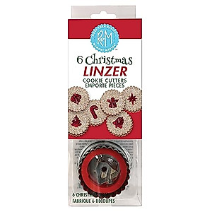 R&M International Christmas Linzer Cookie Cutters, Angel, Candy Cane, Bethlehem Star, Bell, Christmas Tree, Ornament, 6-Piece Set