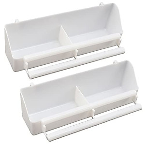 2X Small Bird Feeder Double Dish Pet Bird Water Feeder Cup with Standing Frame Plastic Seed Food Feeder for Parrotlet Sugar Glider Finches Cockatiels Parakeets Cage Feeder