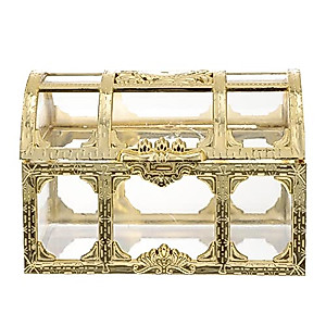 NUOBESTY Treasure Chest Pirate Keepsake Jewelry Box Small Transparent Vintage Decorative Metal Box for Kids Birthday Pirate Party Favors