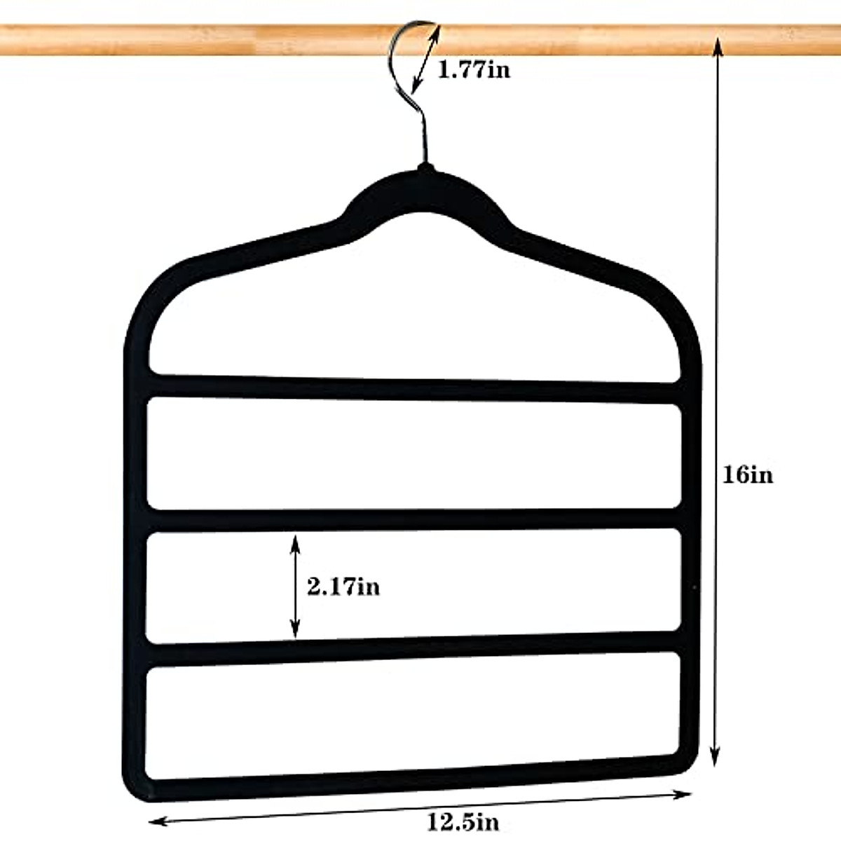 Velvet Pants Hangers Space Saving Hangers Closet Organizer for Jeans Slack Trousers Scarf Tie Pants Rack Leggings Hanger Non-Slip Hangers Multiple Clothes Holder  (Black, 5)