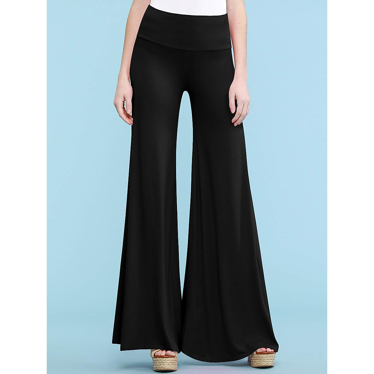MBJ WB750 Womens Chic Palazzo Lounge Pants M Black