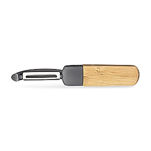 Full Circle Peel Good Collection Straight Peeler – Bamboo and Stainless Steel Fruit and Vegetable Peeler – Removable Swivel Head - Kitchen Tool for Carrots, Apples, Potatoes and More