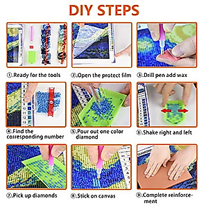 Ginfonr 5D DIY Mosaic Diamond Painting Kits Tree of Life Full Drill, Paint with Diamonds Art Book Cross Stitch Embroidery Rhinestone Craft for Home Office Wall Decor 14x14 Inch