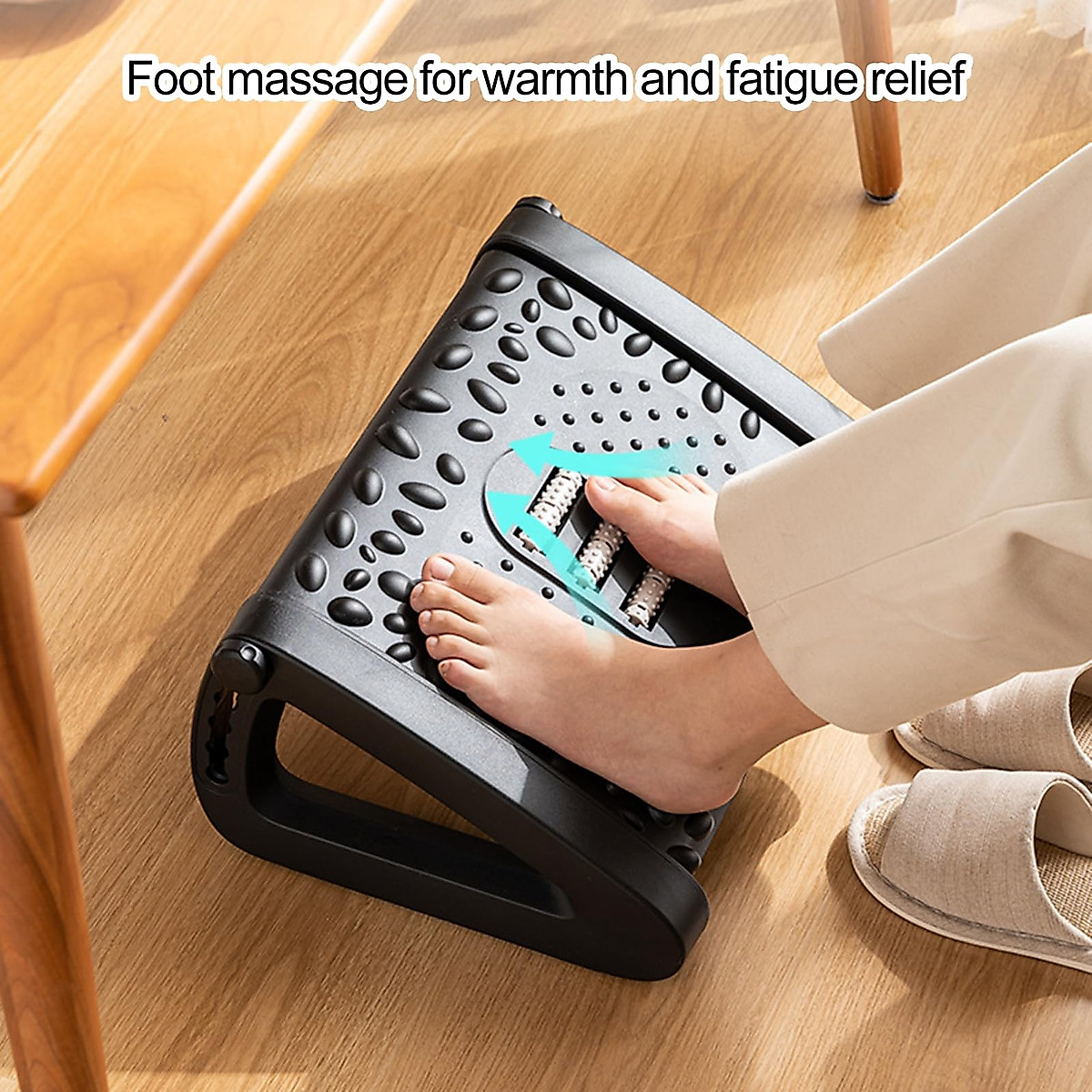 Foot Rest,Foot Rest for Under Desk,Ergonomic Rocking Foot Nursing Stool,Foot Stool with Casters Relieving Pressure for Foot Relaxation & Massage at Home & in The Office Pink