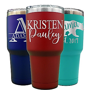 Personalized Tumbler With Lid - 30 oz - Choose Your Design - Vacuum Insulated Travel Coffee Mug - Stainless Steel Double Wall Thermos-custom cups- (Black)