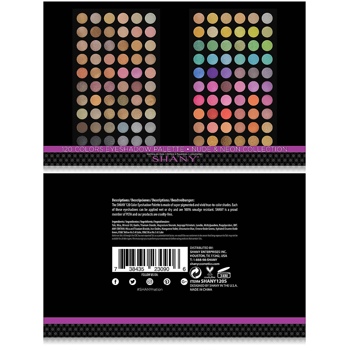 SHANY Ultimate Fusion - 120 Color Highly Pigmented Makeup Palette Long Lasting Blendable Natural Colors Eye shadow Palette Natural Nude and Neon Combination