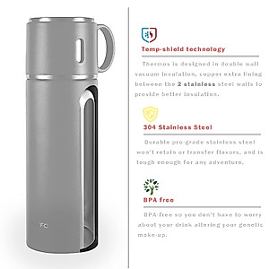 Thermoses Mug with Coffee Mug Vacuum Insulated Stainless Steel Thermos Leak Proof Portable Coffee and Beverage Insulation Pot for Travel, Office and Picnic (480ml / 16.3oz, Black)