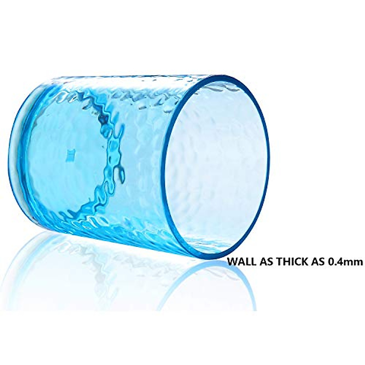 KX-WARE 14-ounce Acrylic Glasses Plastic Tumbler, set of 6 Multicolor - Hammered Style, Dishwasher Safe, BPA Free