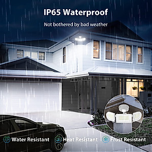 iMaihom 100W Motion Sensor Light Outdoor,9000LM LED Security Lights Outdoor,6500K Flood Lights Motion Detection IP65 Waterproof, 3 Head Adjustable Security Light Motion Outdoor for Yard Garage (White)