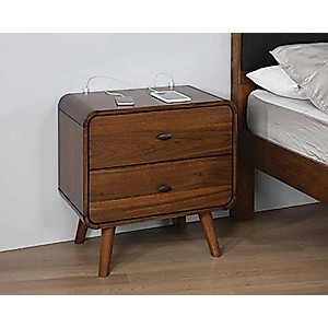 Coaster Furniture Robyn Mid Century Modern 2 Drawer Nightstand Bedroom Bedside Table Storage Drawers Dark Walnut 205132