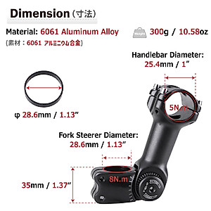 Azarxis 25.4mm 31.8mm Stem 90mm 110mm 120mm 130mm 0-60 Degree Adjustable Bike Stem Mountain Bike Stem Short Handlebar Stem for Bicycle, Road Bike, MTB, BMX, Cycling (A -【60°】25.4 x 130mm)