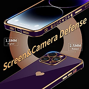Jmltech Designed for iPhone 14 Pro Max Case Silicone for Women Girls Cute Design Soft Silicone Camera Protection Protective Lovely Heart Phone Cases for iPhone 14 Pro Max 6.7" (Dark Purple)