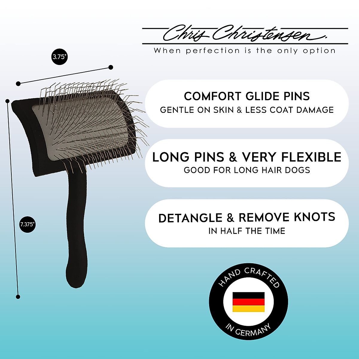 Chris Christensen Big K Dog Slicker Brush for Dogs (Goldendoodles, Labradoodles, Poodles), Groom Like a Professional, Fluff Detangle Style, Saves Time Energy, Black, Medium